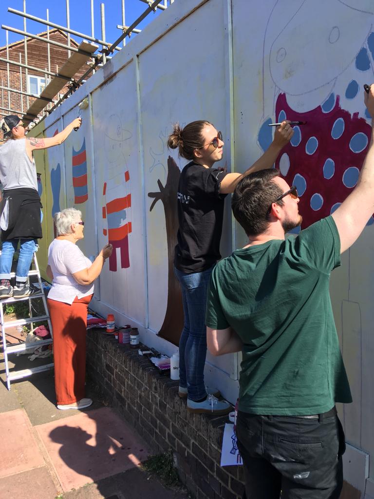 Hoarding Mural – Community Workshop – East Brighton – Ian Leaver-Blaxstone